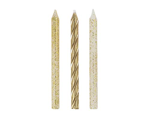 Dazzling Glitter & Gold Spiral Birthday Candles - 24ct Assorted Pack - Premium Quality, Long-Lasting & Elegant Design - Ideal for All Occasions