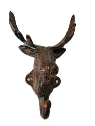 Midwest Craft House 6 Rustic Elk Moose Wall Hooks for Coats, Hats, Purses, Mud Rooms, Bars, Restoration, Cabins, Gifts, Purses, Dog Leashes, Hunters, Rustic Brown Farmhouse Color