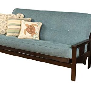 Kodiak Furniture Monterey Full Frame with Linen Fabric Mattress in Blue/Espresso