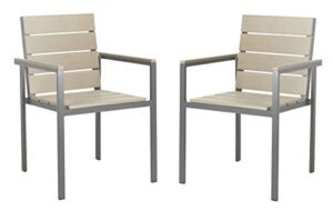 safavieh outdoor collection beldan distressed taupe stackable chair (set of 2)