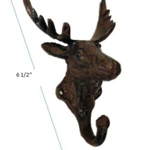 Midwest Craft House 6 Rustic Elk Moose Wall Hooks for Coats, Hats, Purses, Mud Rooms, Bars, Restoration, Cabins, Gifts, Purses, Dog Leashes, Hunters, Rustic Brown Farmhouse Color