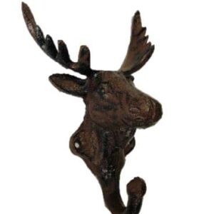 Midwest Craft House 6 Rustic Elk Moose Wall Hooks for Coats, Hats, Purses, Mud Rooms, Bars, Restoration, Cabins, Gifts, Purses, Dog Leashes, Hunters, Rustic Brown Farmhouse Color