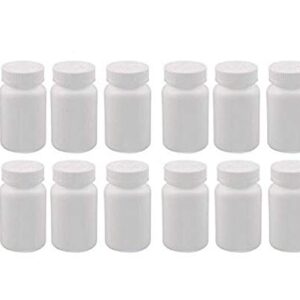 12 PCS 150 ML 5 OZ Plastic White Bottles Empty Container with Screw Cap Solid Powder Case Refillable Storage Holder Sample Jar for Dispense Different Items