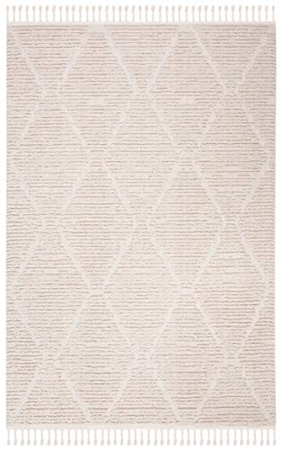 SAFAVIEH Marrakech Collection Area Rug - 9' x 12', Beige, Moroccan Boho Tribal Tassel Design, Non-Shedding & Easy Care, Ideal for High Traffic Areas in Living Room, Bedroom (MRK517C)