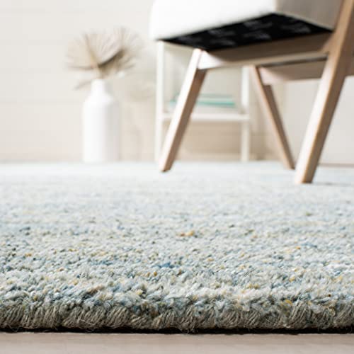 SAFAVIEH Himalaya Collection Area Rug - 8' x 10', Blue & Olive, Handmade Wool, Ideal for High Traffic Areas in Living Room, Bedroom (HIM413M)