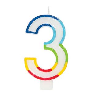 vibrant rainbow border number "3" birthday candle - multicolored & eye-catching design - perfect for unforgettable birthday celebrations