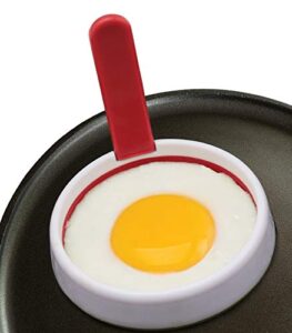 msc international 17343 50666 joie eggy 3.5" non-stick silicone compact egg ring with folding handle, assorted colors