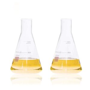 ulab scientific narrow-mouth glass erlenmeyer flask set, 34oz 1000ml, 3.3 borosilicate with printed graduation, pack of 2, uef1027