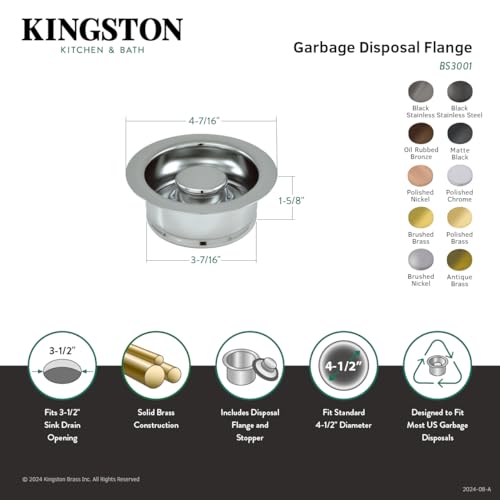 Kingston Brass BS3007 Made To Match Garbage Disposer Flange, Brushed Brass