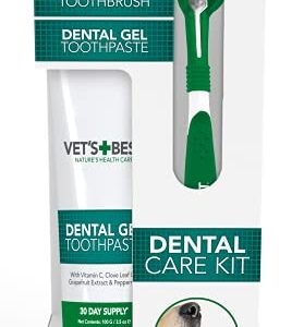 Vet’s Best Dog Toothpaste, Teeth Cleaning and Fresh Breath Dental Care Gel Kit