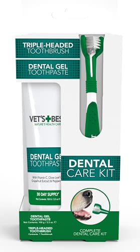 Vet’s Best Dog Toothpaste, Teeth Cleaning and Fresh Breath Dental Care Gel Kit