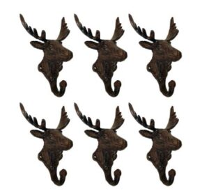 midwest craft house 6 rustic elk moose wall hooks for coats, hats, purses, mud rooms, bars, restoration, cabins, gifts, purses, dog leashes, hunters, rustic brown farmhouse color