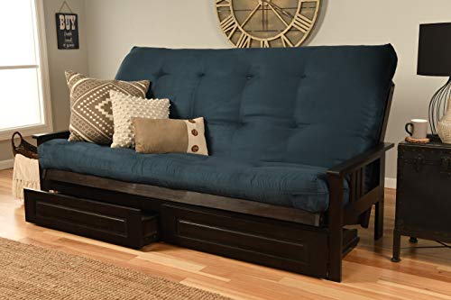 Kodiak Furniture Monterey Frame with Suede Fabric Mattress in Blue/Espresso