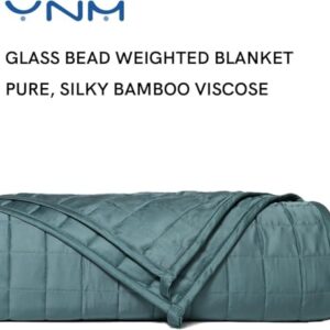 YnM Exclusive Kids Cooling Weighted Blanket, Smallest Compartments with Glass Beads, Bed Blanket for One Person of 60lbs, Ideal for Twin Bed (41x60 Inches, 7 Pounds, Sea Grass)