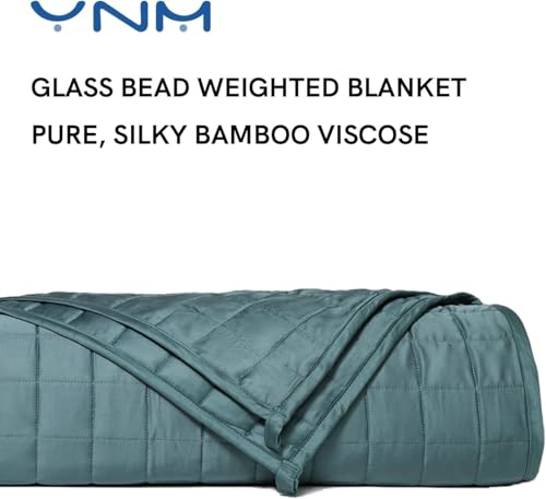 YnM Exclusive Kids Cooling Weighted Blanket, Smallest Compartments with Glass Beads, Bed Blanket for One Person of 60lbs, Ideal for Twin Bed (41x60 Inches, 7 Pounds, Sea Grass)