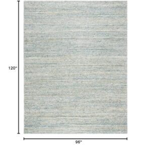 SAFAVIEH Himalaya Collection Area Rug - 8' x 10', Blue & Olive, Handmade Wool, Ideal for High Traffic Areas in Living Room, Bedroom (HIM413M)