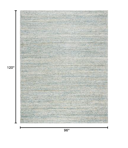 SAFAVIEH Himalaya Collection Area Rug - 8' x 10', Blue & Olive, Handmade Wool, Ideal for High Traffic Areas in Living Room, Bedroom (HIM413M)