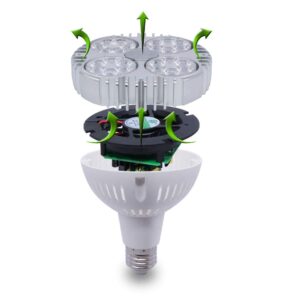 Aolyty 35w (75W Equivalent) PAR30 LED Bulb White 6000K 2800lm E26 Base25 Degree Beam Angle Track Spotlight with Fan AC 120v