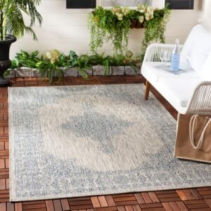 safavieh courtyard collection area rug - 5'3" x 7'7", grey & navy, non-shedding & easy care, indoor/outdoor & washable-ideal for patio, backyard, mudroom (cy8232-36812)