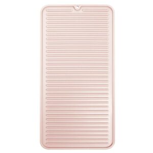 mDesign Silicone Heat-Resistant Hair Care Styling Tool Mat for Curling or Flat Irons, Straighteners on Bathroom Countertop, Raised Edges, Non-Slip, Waterproof, Linelle Collection, Light Pink/Blush