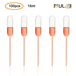 ULAB Scientific Transfer Pipette, Essential Oils Pipettes Vol.15ml, 155mm Long, LDPE Material,100pcs/bag, UTP1011