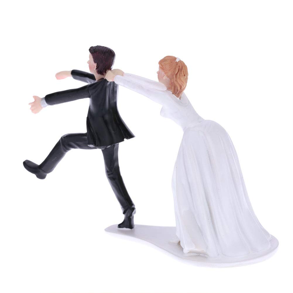 CheeseandU Bride&Groom Figurines Romantic Bride and Groom Wedding Cake Topper Funny Resin Run Groom Bridal Show Stand Cake Topper Wedding Valentines Day Engagement Anniversary Decoration