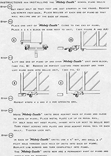 Melody Cradle Piano Dollies for Upright Piano (Matte Black)