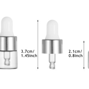 ZbFwmx 20Pack Set 1ML Glass Bottles with Glass Eye Dropper Dispenser for Sample Vial Small Essential Oil Bottle with Glass Eye Dropper, Colognes & Perfumes (Sliver-Clear)