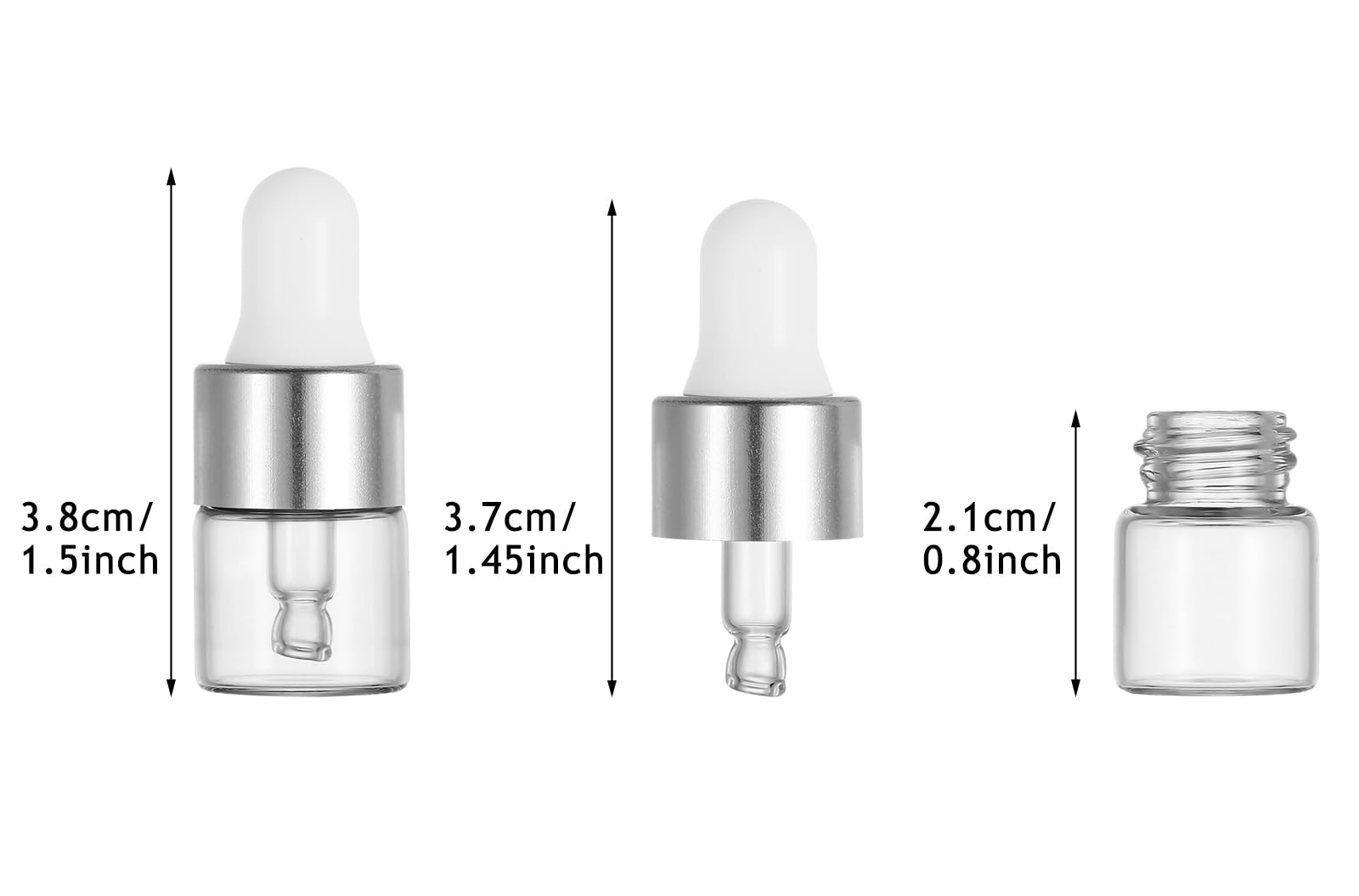 ZbFwmx 20Pack Set 1ML Glass Bottles with Glass Eye Dropper Dispenser for Sample Vial Small Essential Oil Bottle with Glass Eye Dropper, Colognes & Perfumes (Sliver-Clear)