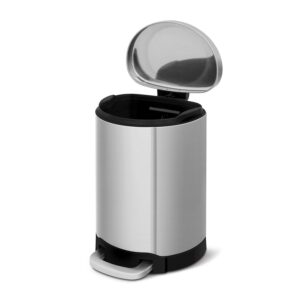 PDTXCLS SPPRANDOM Innovaze 1.6 Gal./6 Liter Stainless Steel Semi-Round Step-on Trash Can for Bathroom and Office