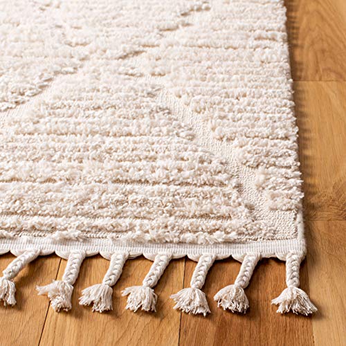 SAFAVIEH Marrakech Collection Area Rug - 9' x 12', Beige, Moroccan Boho Tribal Tassel Design, Non-Shedding & Easy Care, Ideal for High Traffic Areas in Living Room, Bedroom (MRK517C)