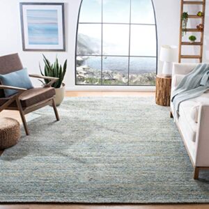 safavieh himalaya collection area rug - 8' x 10', blue & olive, handmade wool, ideal for high traffic areas in living room, bedroom (him413m)