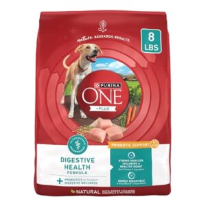 purina one plus digestive health formula dry dog food natural with added vitamins, minerals and nutrients - (pack of 4) 8 lb. bags