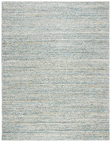 SAFAVIEH Himalaya Collection Area Rug - 8' x 10', Blue & Olive, Handmade Wool, Ideal for High Traffic Areas in Living Room, Bedroom (HIM413M)