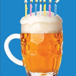 Tracks Publishing Ltd Beer Mug with Candles on Sparkling Blue Glitter Background Funny Birthday Card