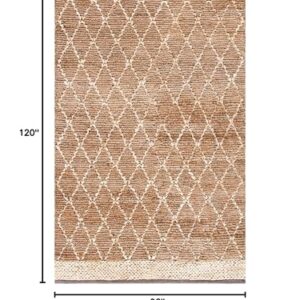 SAFAVIEH Natural Fiber Collection Area Rug - 8' x 10', Natural, Handmade Boho Moroccan Trellis Jute, Ideal for High Traffic Areas in Living Room, Bedroom (NF951A)