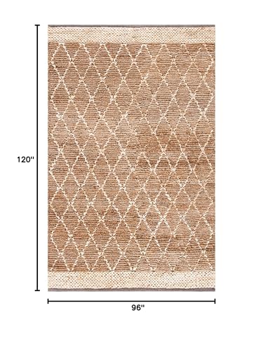 SAFAVIEH Natural Fiber Collection Area Rug - 8' x 10', Natural, Handmade Boho Moroccan Trellis Jute, Ideal for High Traffic Areas in Living Room, Bedroom (NF951A)