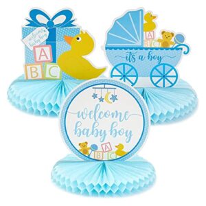 6 pack boy baby shower table decorations, yellow duck honeycomb centerpieces (8.25 x 7.5 in)