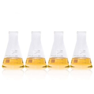 ulab scientific narrow-mouth glass erlenmeyer flask set, 8.5oz 250ml, 3.3 borosilicate with printed graduation, pack of 4, uef1024