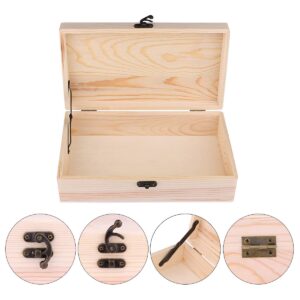 dedoot Unfinished Wooden Box with Hinged Lid 9.7x5.5x2.7 Inch Rectangle Keepsake Box Clasp Wood Box, Storage Box Wooden Gift Boxes for DIY Crafts, Home Deocration, Jewelry