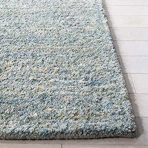 SAFAVIEH Himalaya Collection Area Rug - 8' x 10', Blue & Olive, Handmade Wool, Ideal for High Traffic Areas in Living Room, Bedroom (HIM413M)