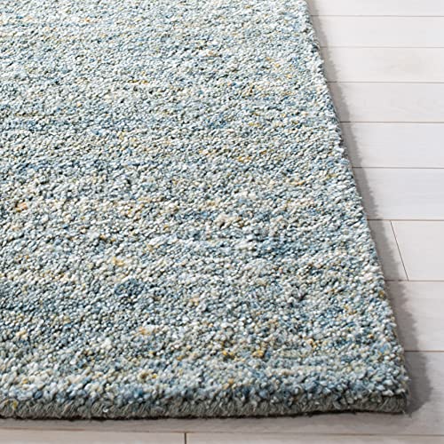 SAFAVIEH Himalaya Collection Area Rug - 8' x 10', Blue & Olive, Handmade Wool, Ideal for High Traffic Areas in Living Room, Bedroom (HIM413M)