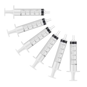 6 pack – 5ml plastic syringe with measurement, no needle suitable for refilling and measuring liquids, feeding pets, oil or glue applicator