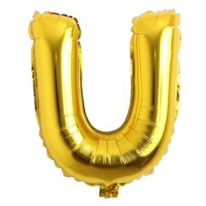 32 inch letter balloons gold alphabet number balloons foil mylar party wedding bachelorette birthday bridal shower graduation anniversary celebration decoration (32 inch gold u)