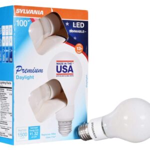 LEDVANCE, Daylight 40243 Sylvania 100 Watt Equivalent, A21 LED Light Bulbs, Dimmable, Color 5000K, Made in The USA with US and Global Parts, 4 Pack