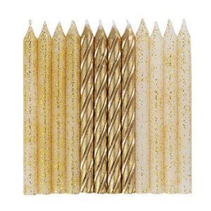 dazzling glitter & gold spiral birthday candles - 24ct assorted pack - premium quality, long-lasting & elegant design - ideal for all occasions