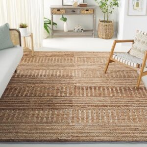 safavieh natural fiber collection area rug - 8' x 10', natural, handmade boho moroccan trellis jute, ideal for high traffic areas in living room, bedroom (nf951a)