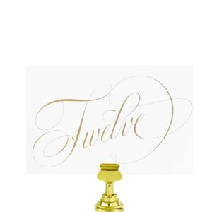 Weekend Paper Co. ™ Script Gold Wedding Table Numbers, Single-sided 4x6 Calligraphy Design, Numbers 1-25, Landscape format for Your Wedding, Reception, Anniversary, Birthday Party, or Any Celebration!