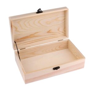 dedoot unfinished wooden box with hinged lid 9.7x5.5x2.7 inch rectangle keepsake box clasp wood box, storage box wooden gift boxes for diy crafts, home deocration, jewelry