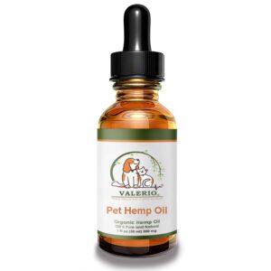 valerio pets hemp oil for dogs and cats - 1 oz - hemp oil drops with omega fatty acids - hip and joint support and skin health